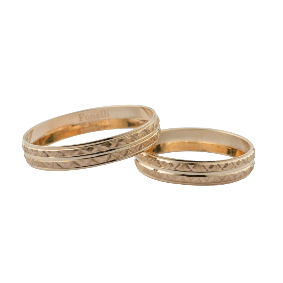 Par Argollas Matrimoniales Grecas Relieve Oro 10 Kilates – Joyel Puebla
